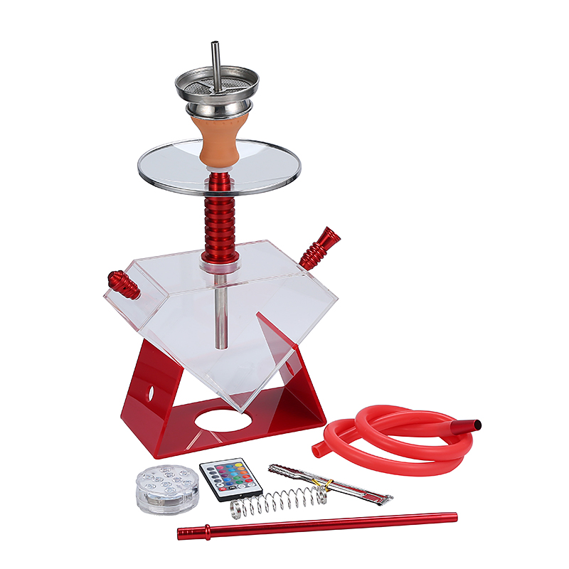 Hose Hookah Complete Set Triangle Acrylic Elegance Shisha with LED ...
